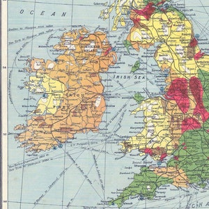 Railway of England 1930s Vintage Map Train Map Home Decor Lithograph ...