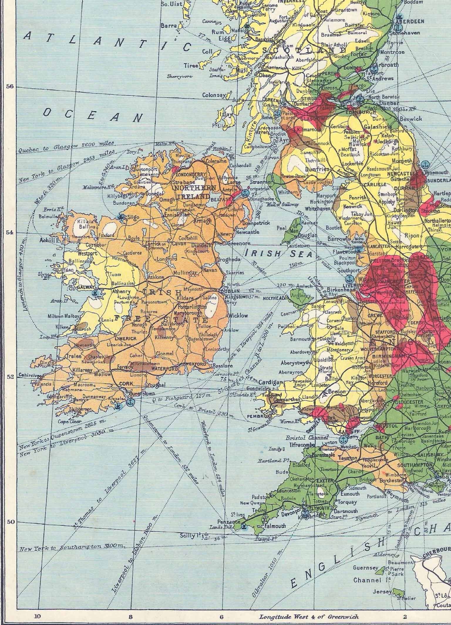 Railway of England 1930s Vintage Map Train Map Home Decor Lithograph ...