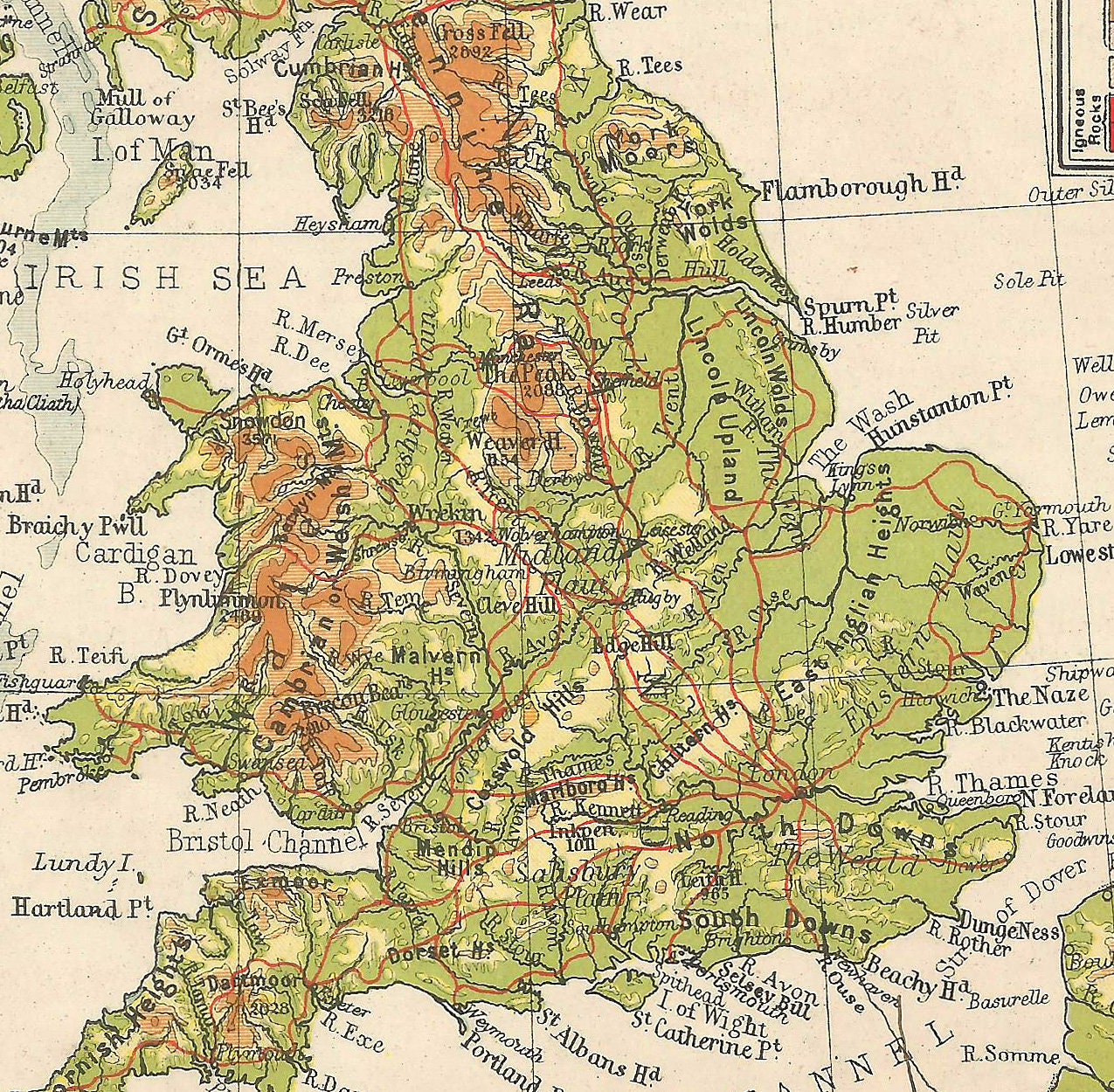 British Isles and Geological Map 1920s Travel Adventure Maps for Home ...