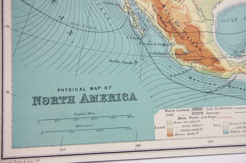 Vintage Map of USA North America Print Large 1920s Travel Map United ...