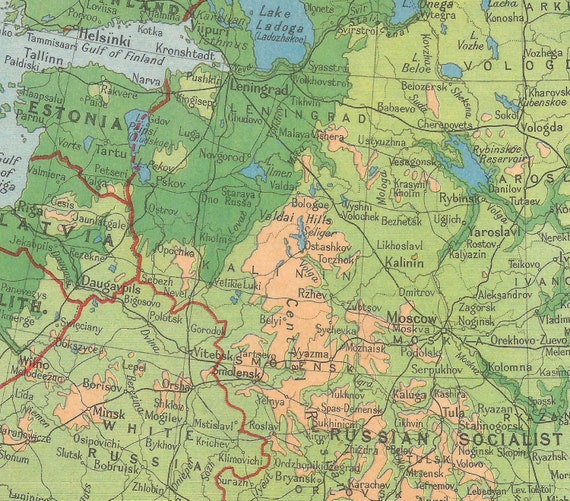 Russia Ukraine Baltic States 1920s Old Maps Home Decor | Etsy