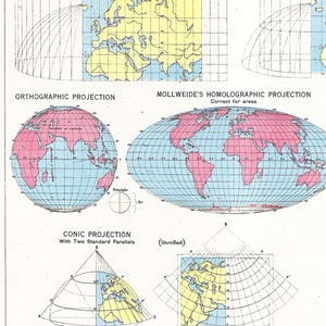 Map Projections and Relief Representation World Map for Home Decor ...