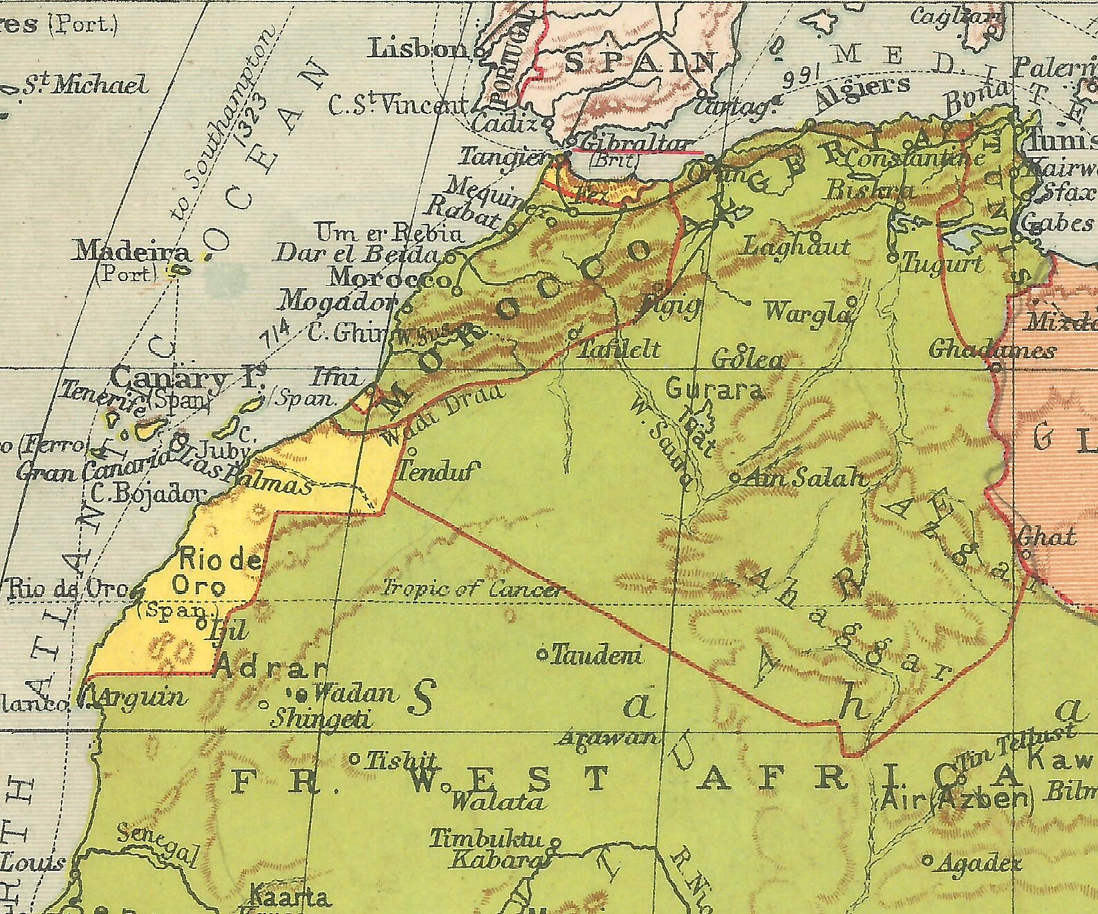 Colonial Africa Political Map 1910 Travel Adventure Maps for | Etsy