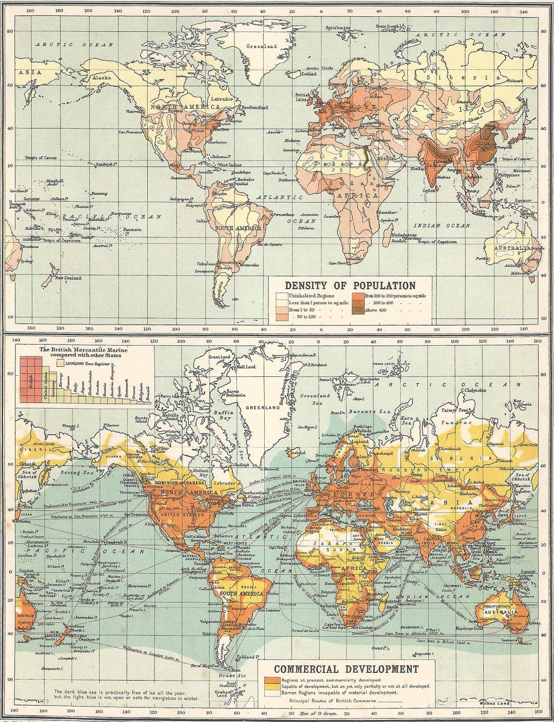 World Charts Population & Commercial Development British Empire 1910 ...