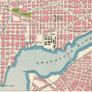 Antique Washington DC City Map 1800s Home Decor Vintage Prints Colour ...