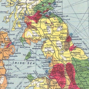 Railway of England 1930s Vintage Map Train Map Home Decor Lithograph ...