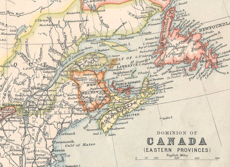 Canada 1800s Antique Home Decor Antique Vintage Prints Old Maps Quebec ...