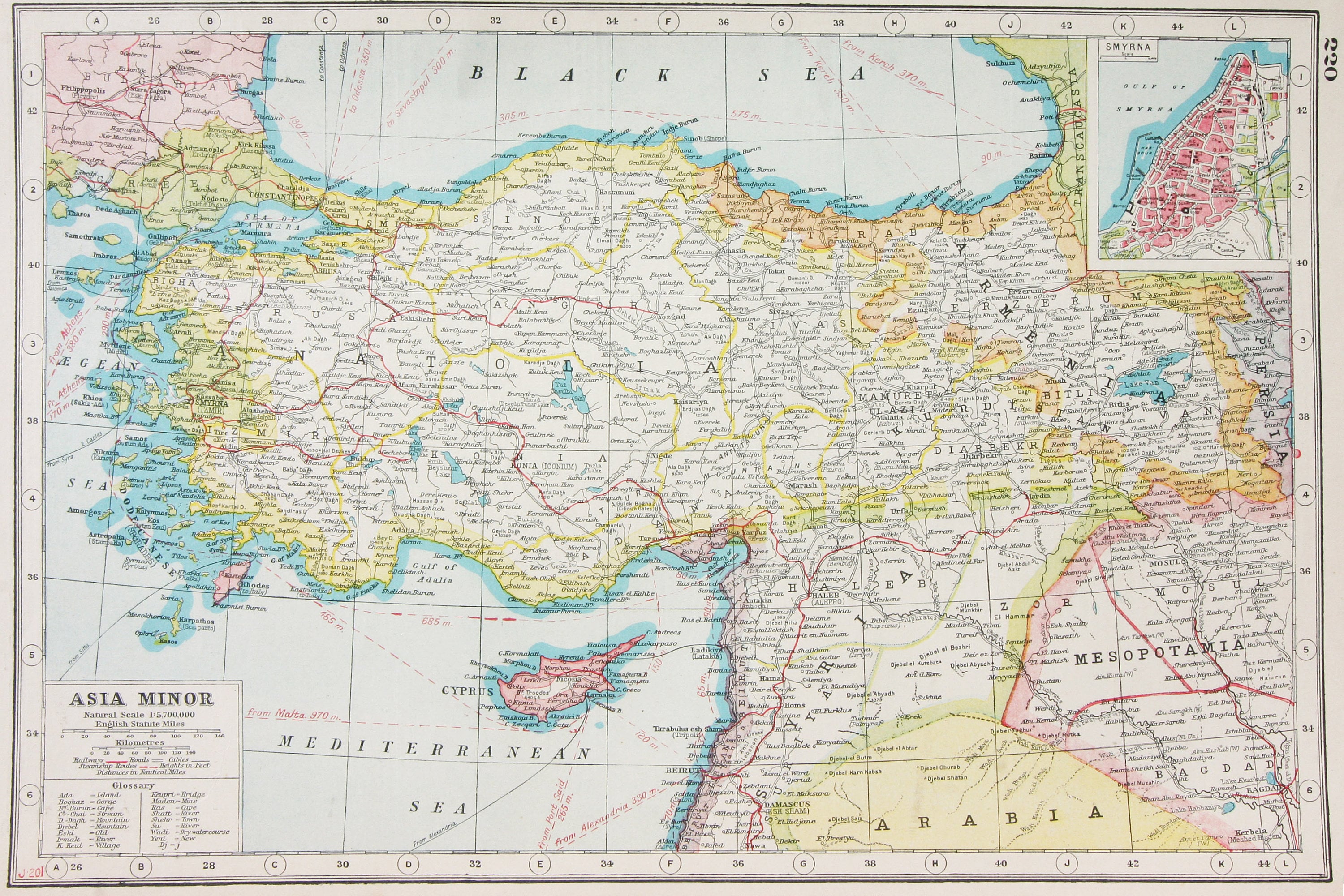 Turkey 'asia Minor' 1920s Large Map World Art Vintage Map Gifts Framing ...