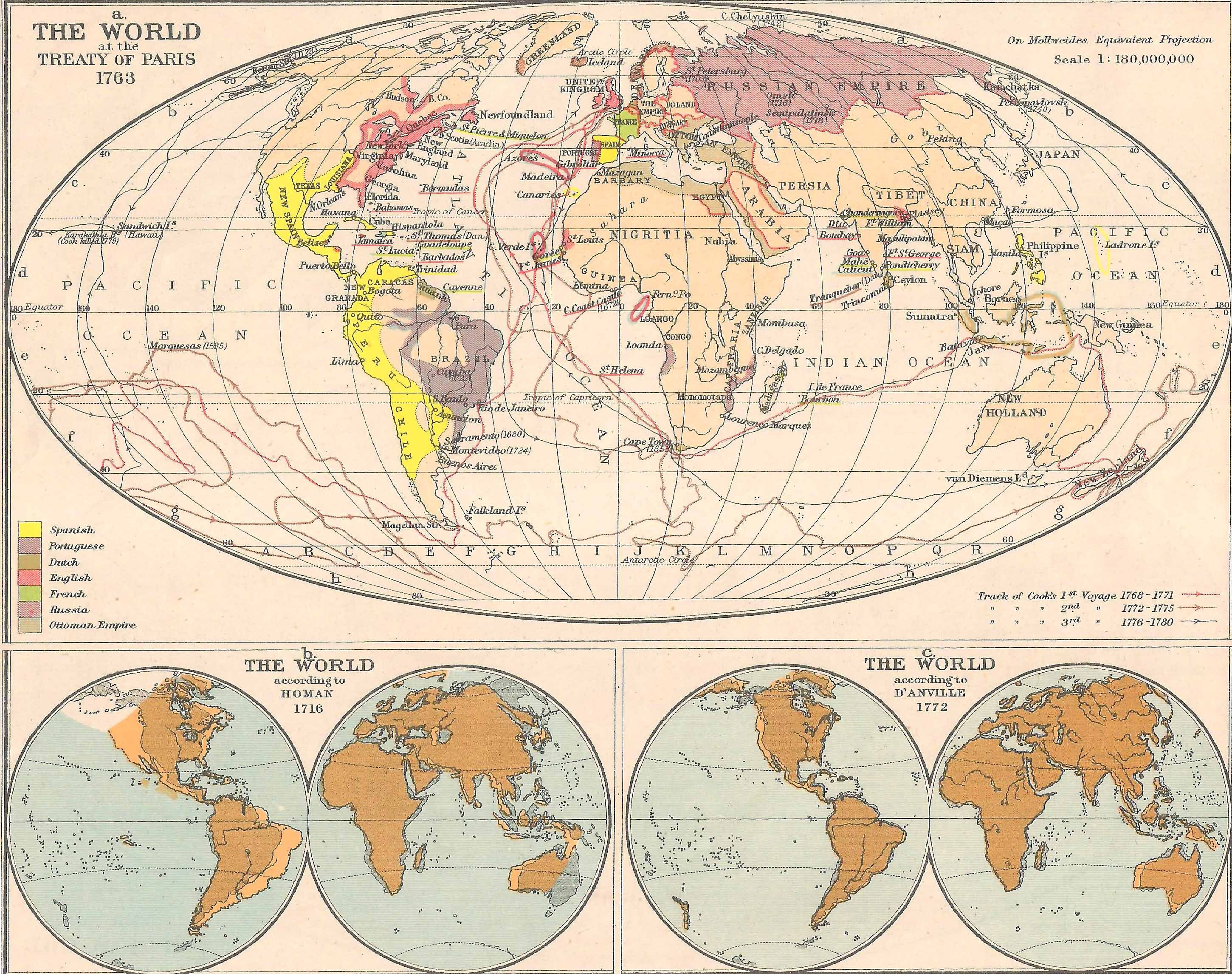 The World Map at the Treaty of Paris 1763 European Empires Home Decor ...