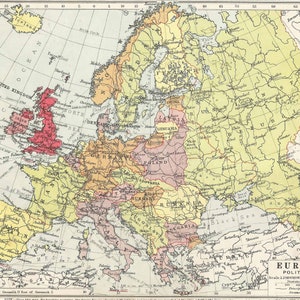 Political World Map Antique 1930s Home Decor Vintage Prints - Etsy