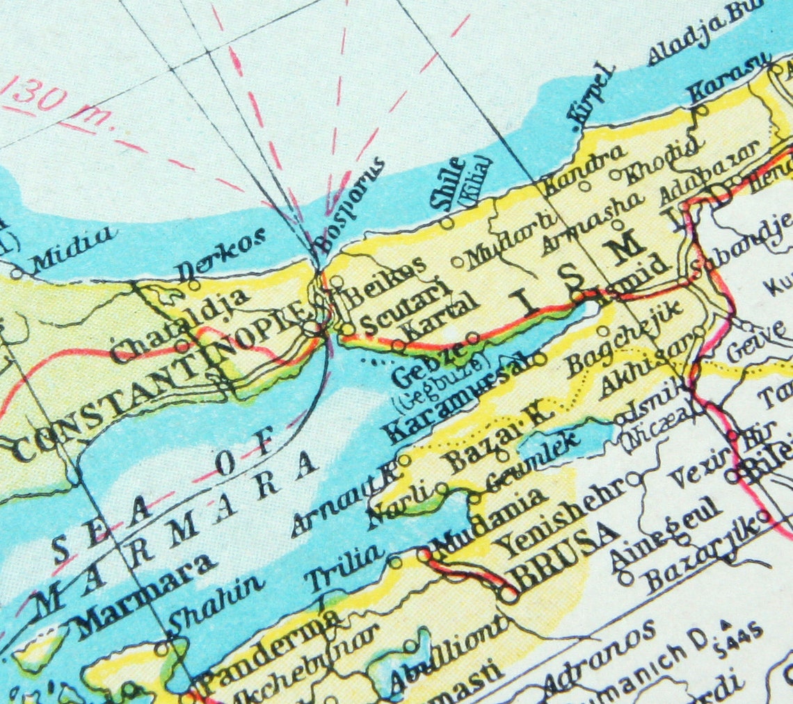 Turkey 'asia Minor' 1920s Large Map World Art Vintage Map Gifts Framing ...