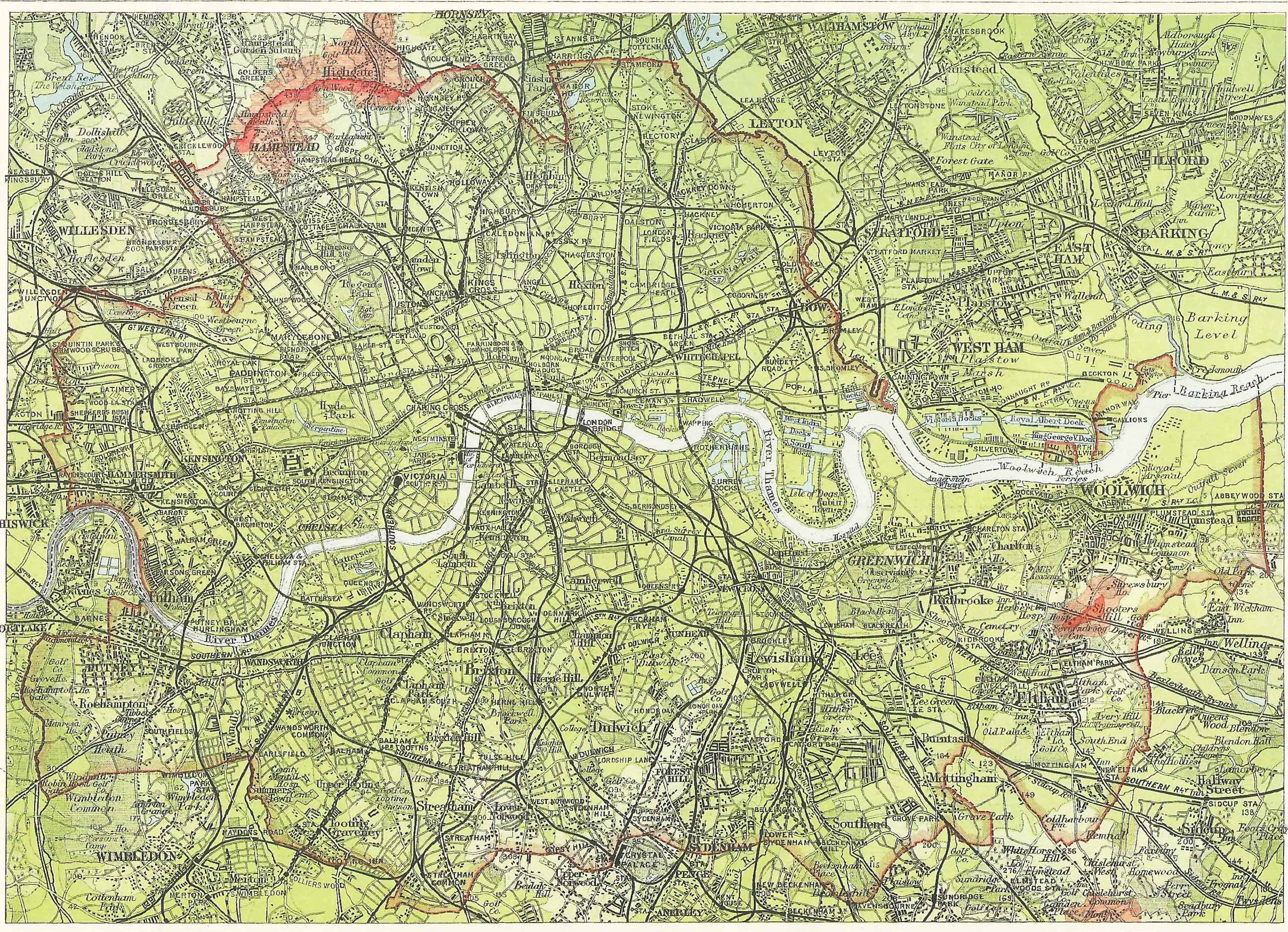 London Map 1930s Old Maps Home Decor Vintage Prints Map Gifts England ...