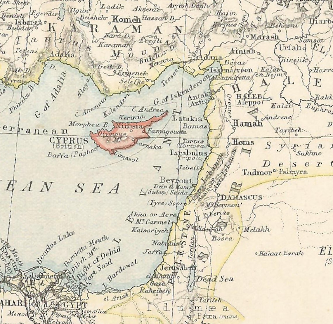 Turkey Antique Map 1890 Vintage Maps Lithograph Prints Home - Etsy