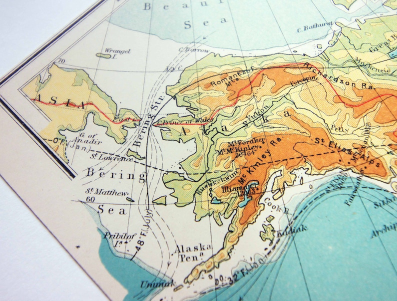 Vintage Map of USA North America Print Large 1920s Travel Map United ...