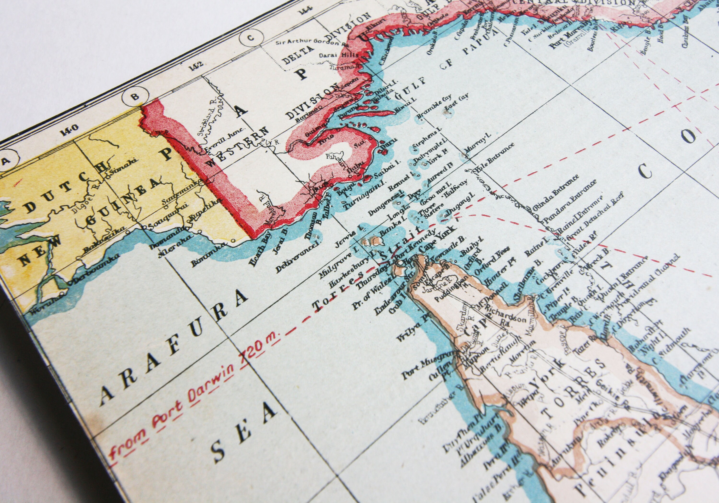 Queensland Antique City Map 1920s Large Map Australia Brisbane, Cains ...