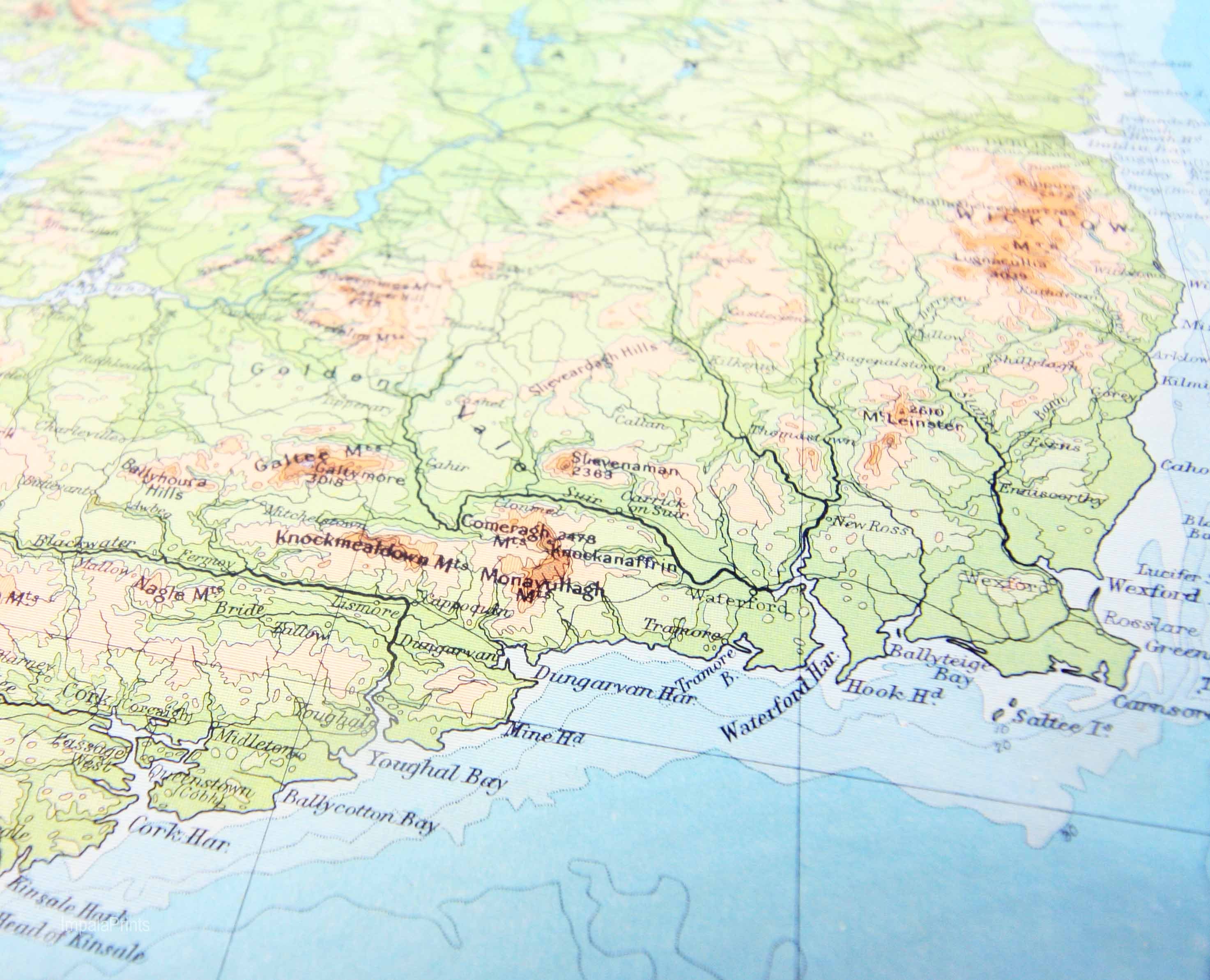 Map of Ireland 1936 Irish Free State, Northern Ireland Art Historical ...