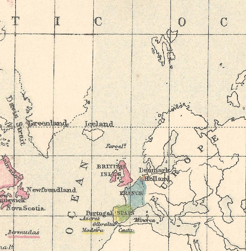Colonial Era 1772 World Map Antique Maps Published 1914 Gift Historical ...
