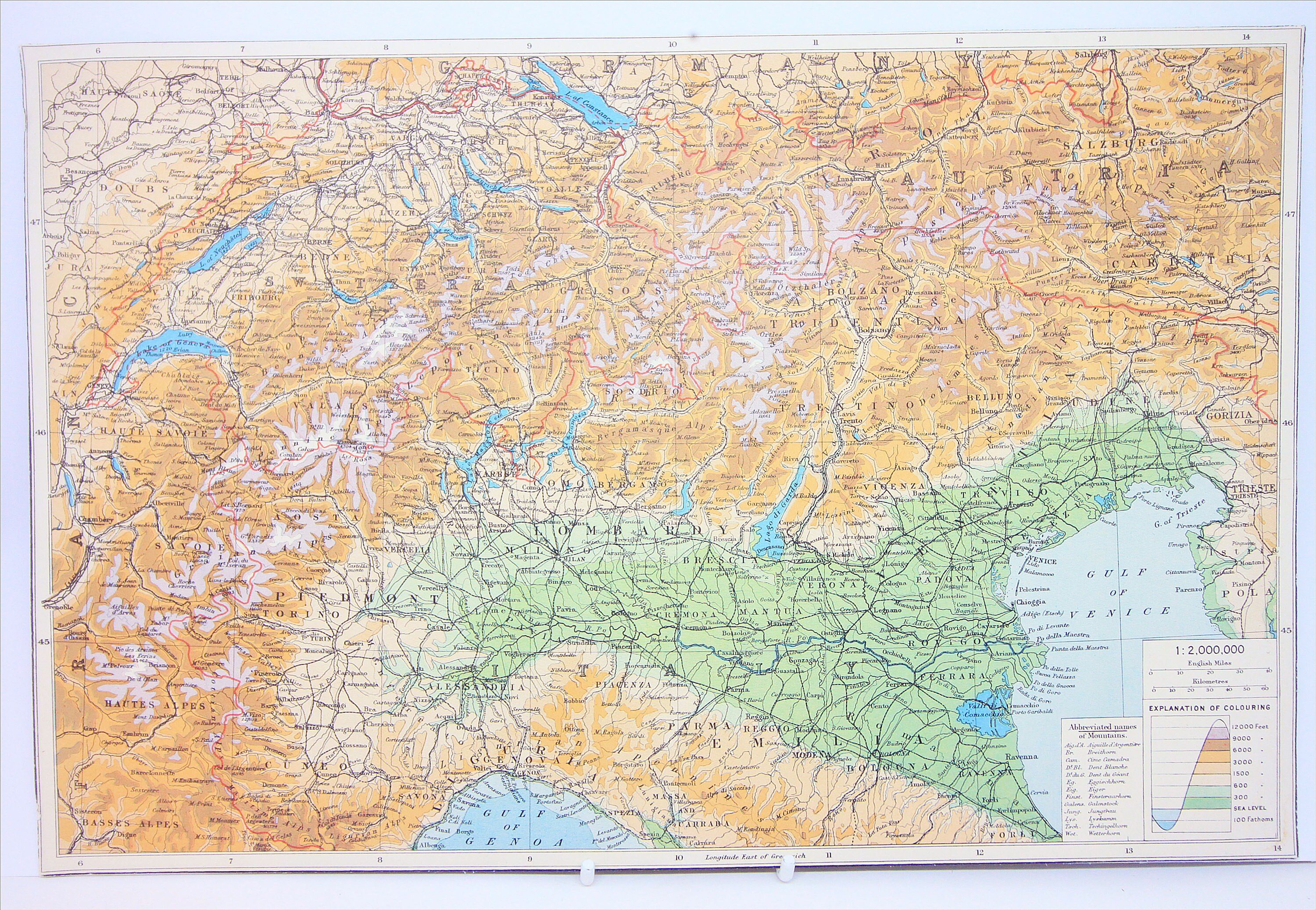 Map of the Alps Antique 1890s Large Map Austria, Italy, Switzerland Art ...
