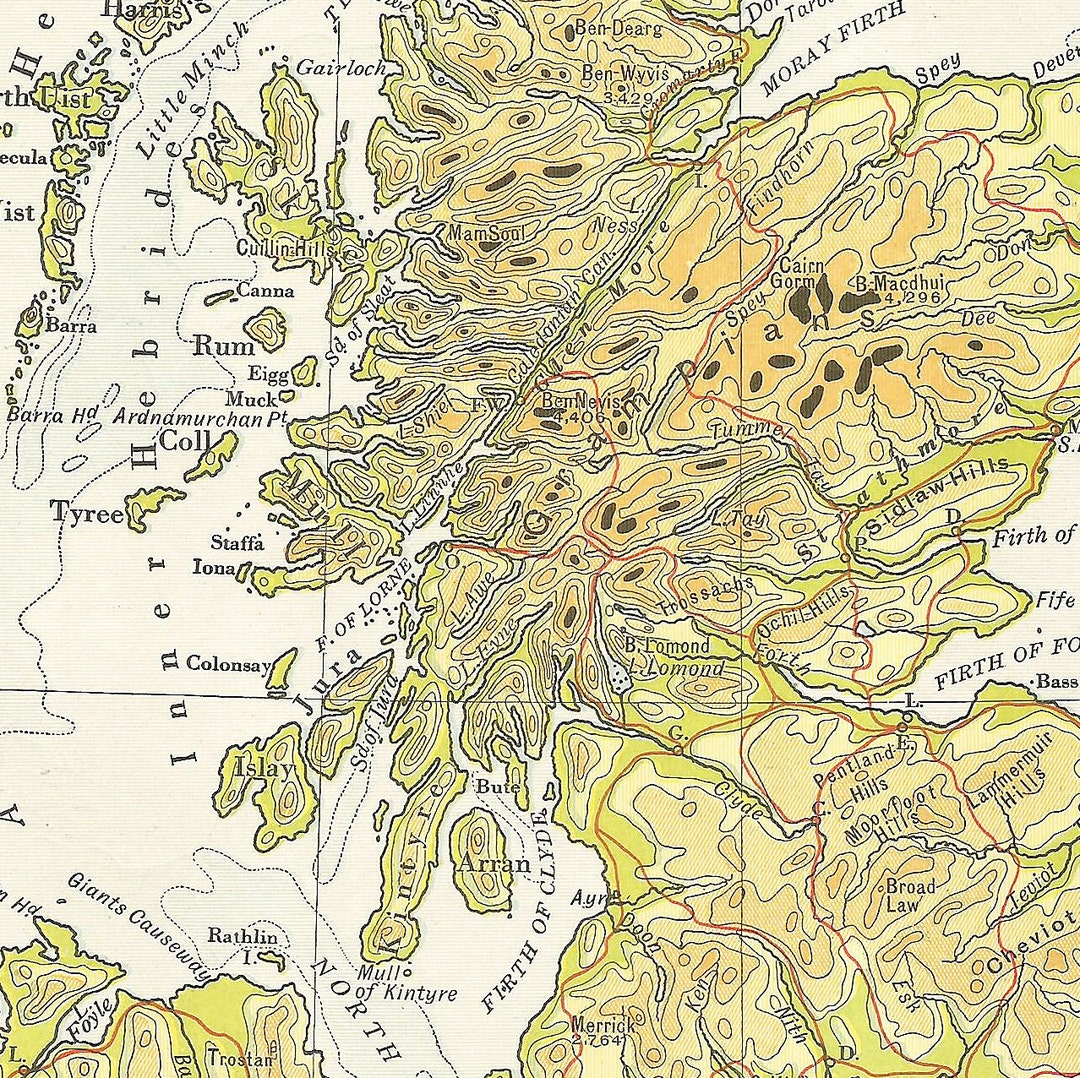 Physical Map of Scotland Travel Adventure Maps for Home Decor Europe ...