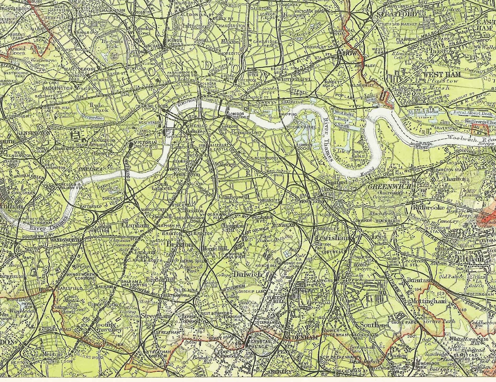 London Map 1930s Old Maps Home Decor Vintage Prints Map Gifts England ...
