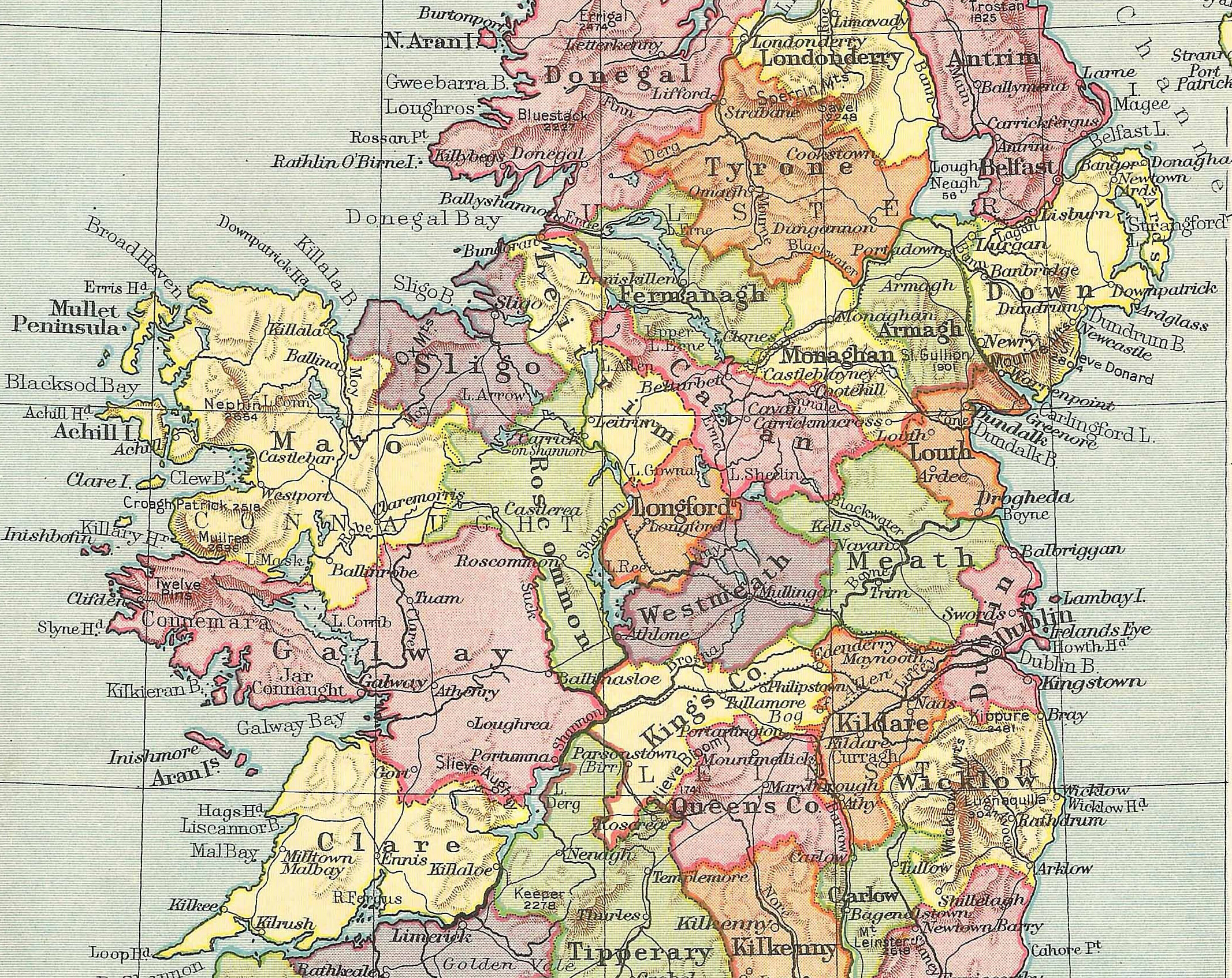 Ireland Map 1920s Political Map Old Irish Maps Home Decor Vintage ...