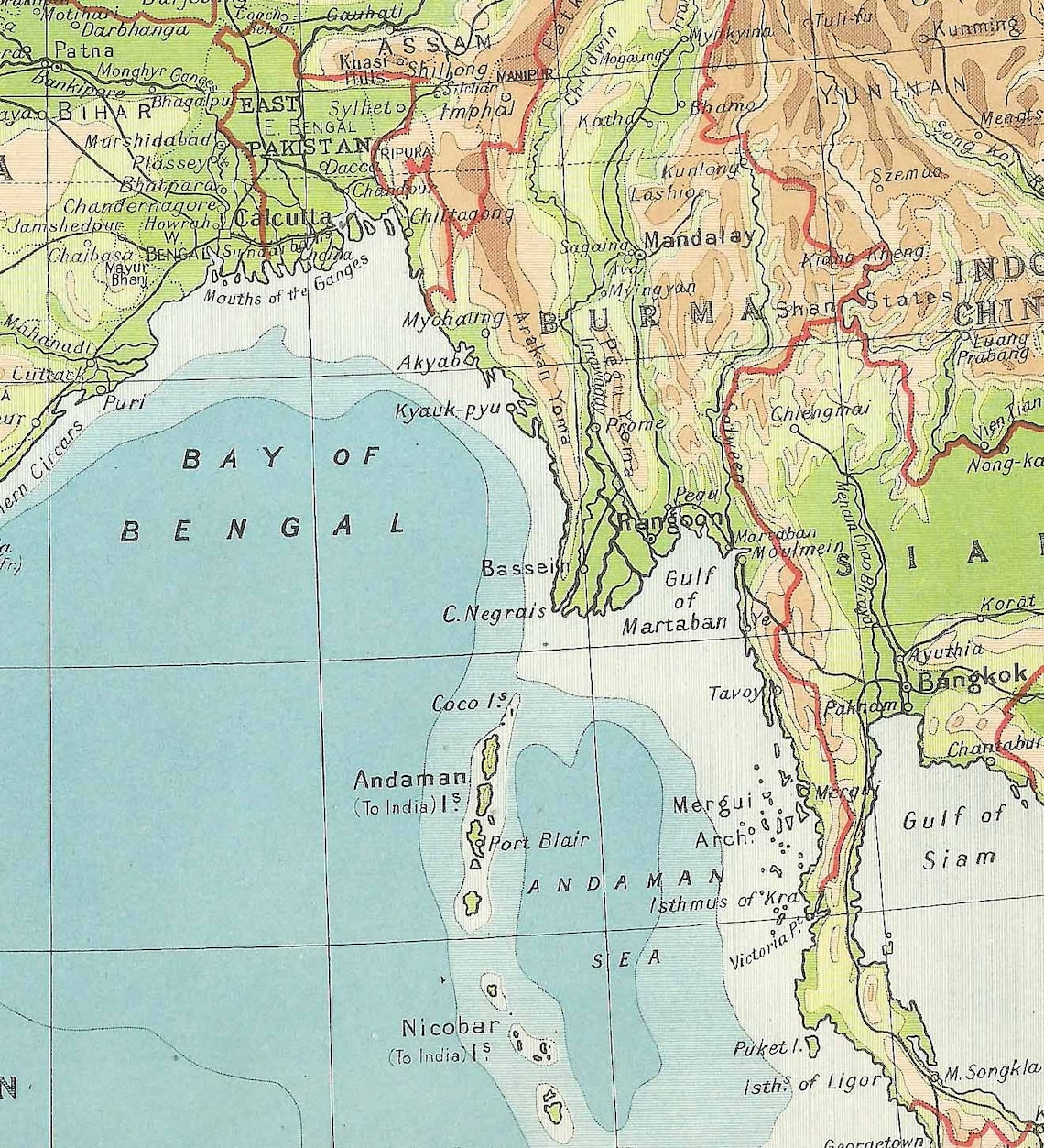 Regions of India 1950s Vintage Map of India Pakistan Burma - Etsy Canada