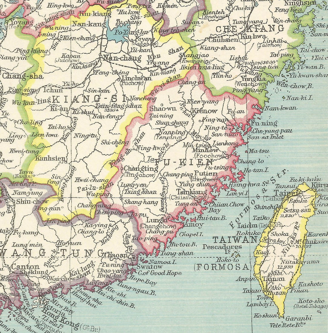 East China Map Asian Map Oriental Vintage Map Home Decor Art Travel Old ...