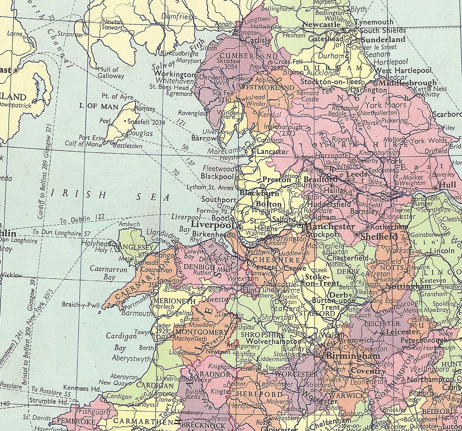 Physical Map of England & Wales 1960s Travel Adventure Maps for Home ...