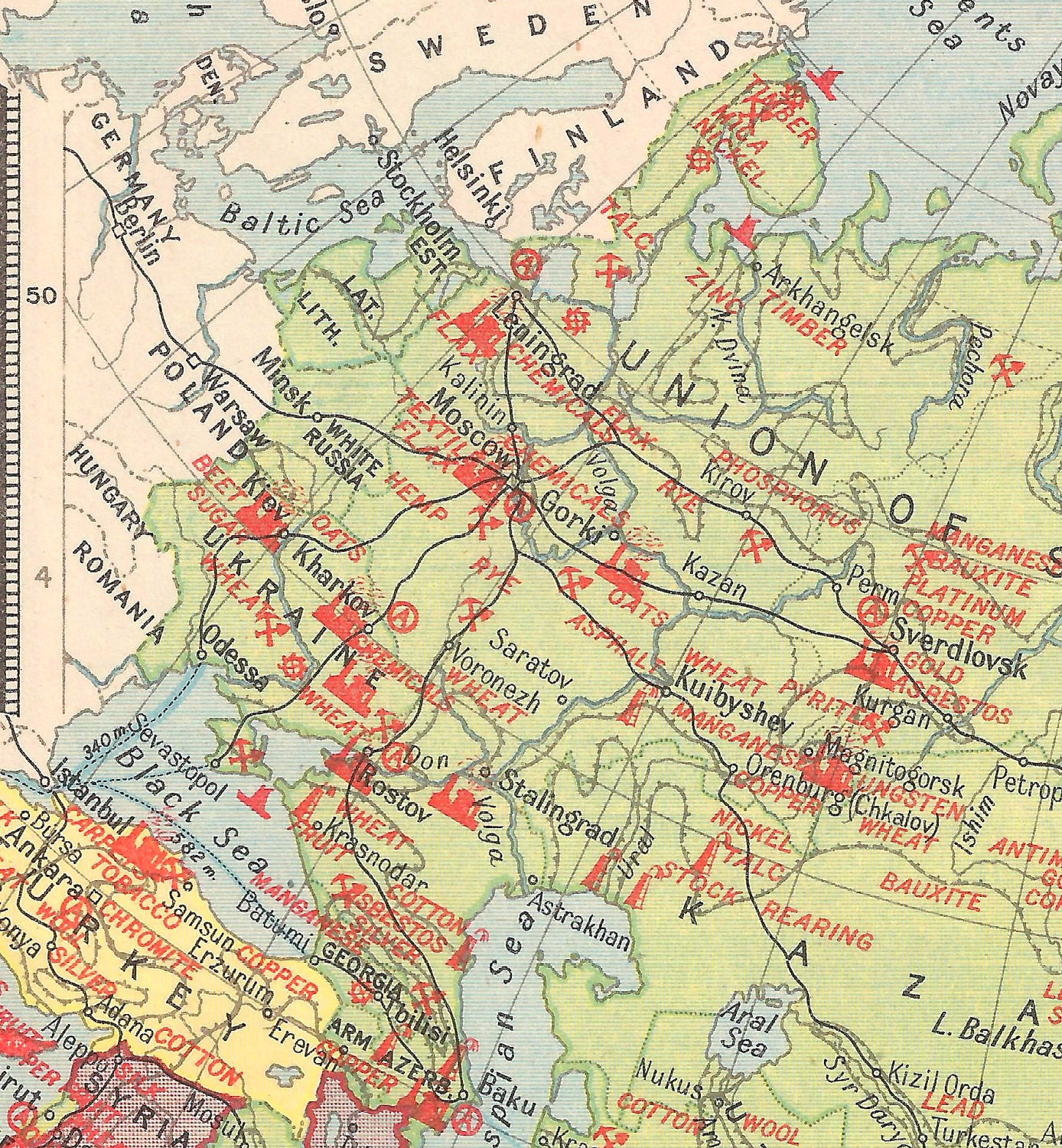 USSR & Asia Industrial Map 1920s Travel Rome Venice for Home - Etsy