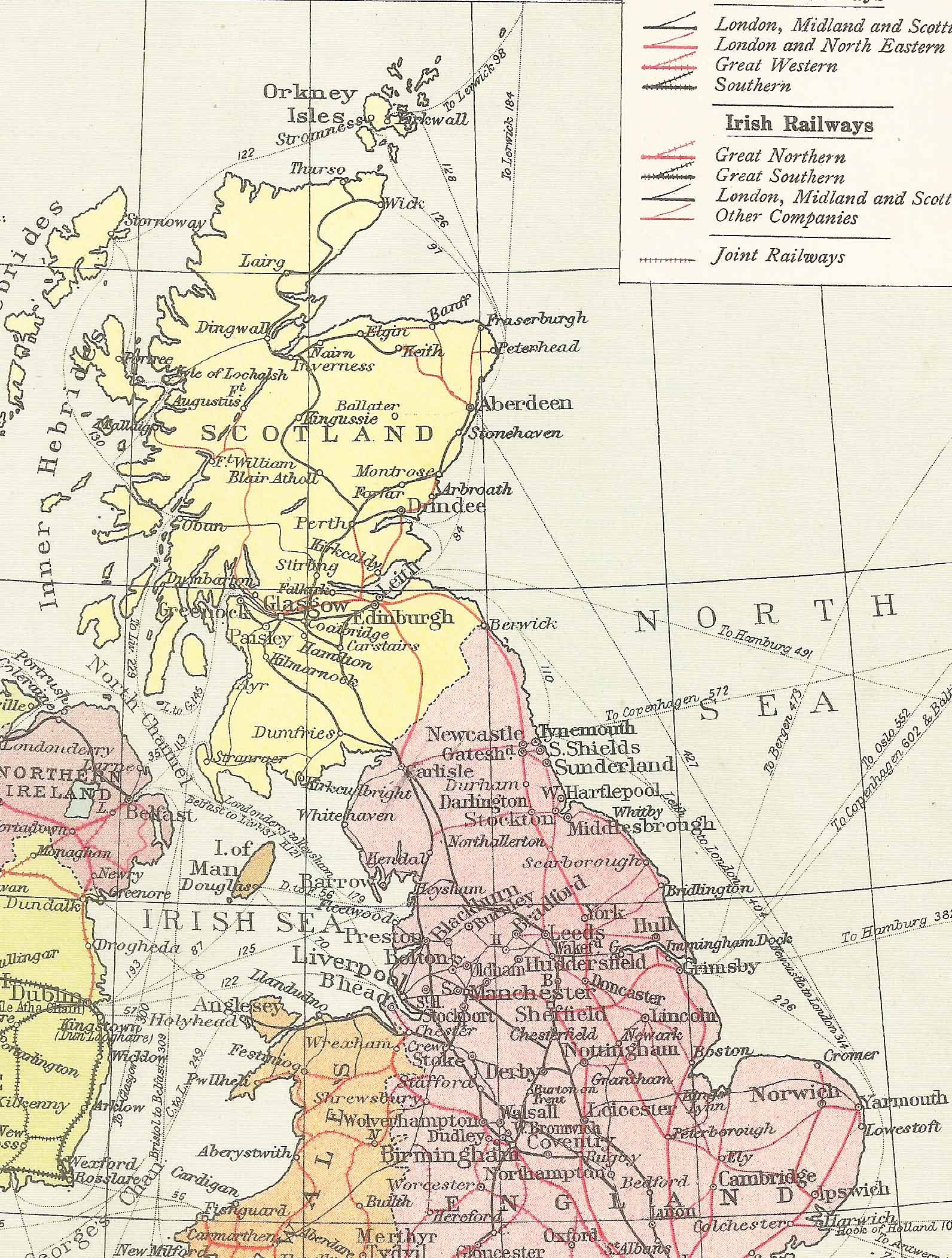 Railway of England 1930s Vintage Map Train Map Home Decor Lithograph ...