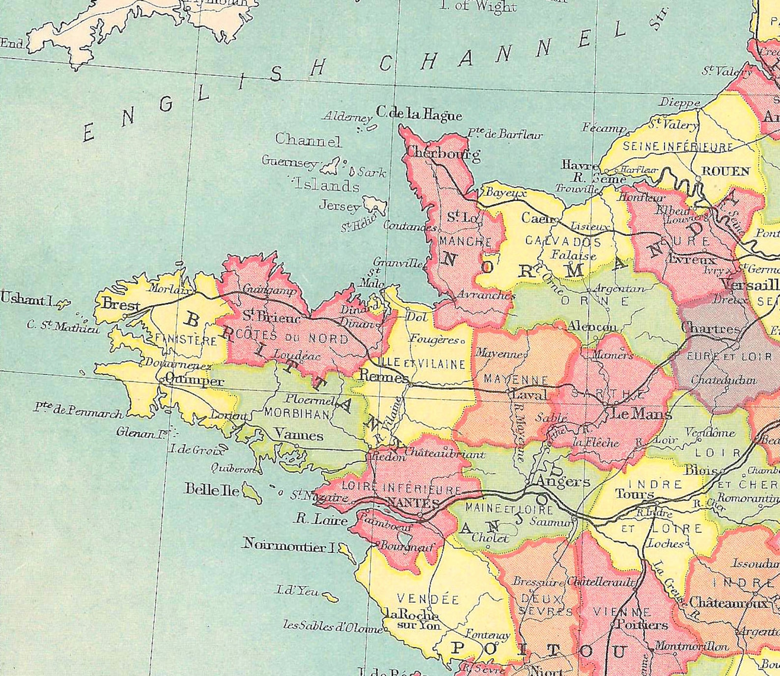 France Political Map 1920s Travel Adventure Maps for Home Decor Europe ...