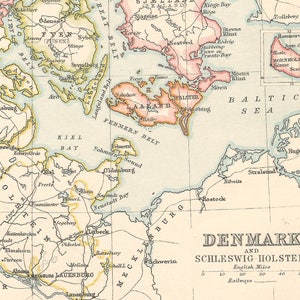 Denmark 1800s Antique Maps Europe Old Maps Home Decor Vintage Prints ...
