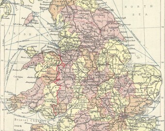 Railway of England 1930s Vintage Map Train Map Home Decor | Etsy UK
