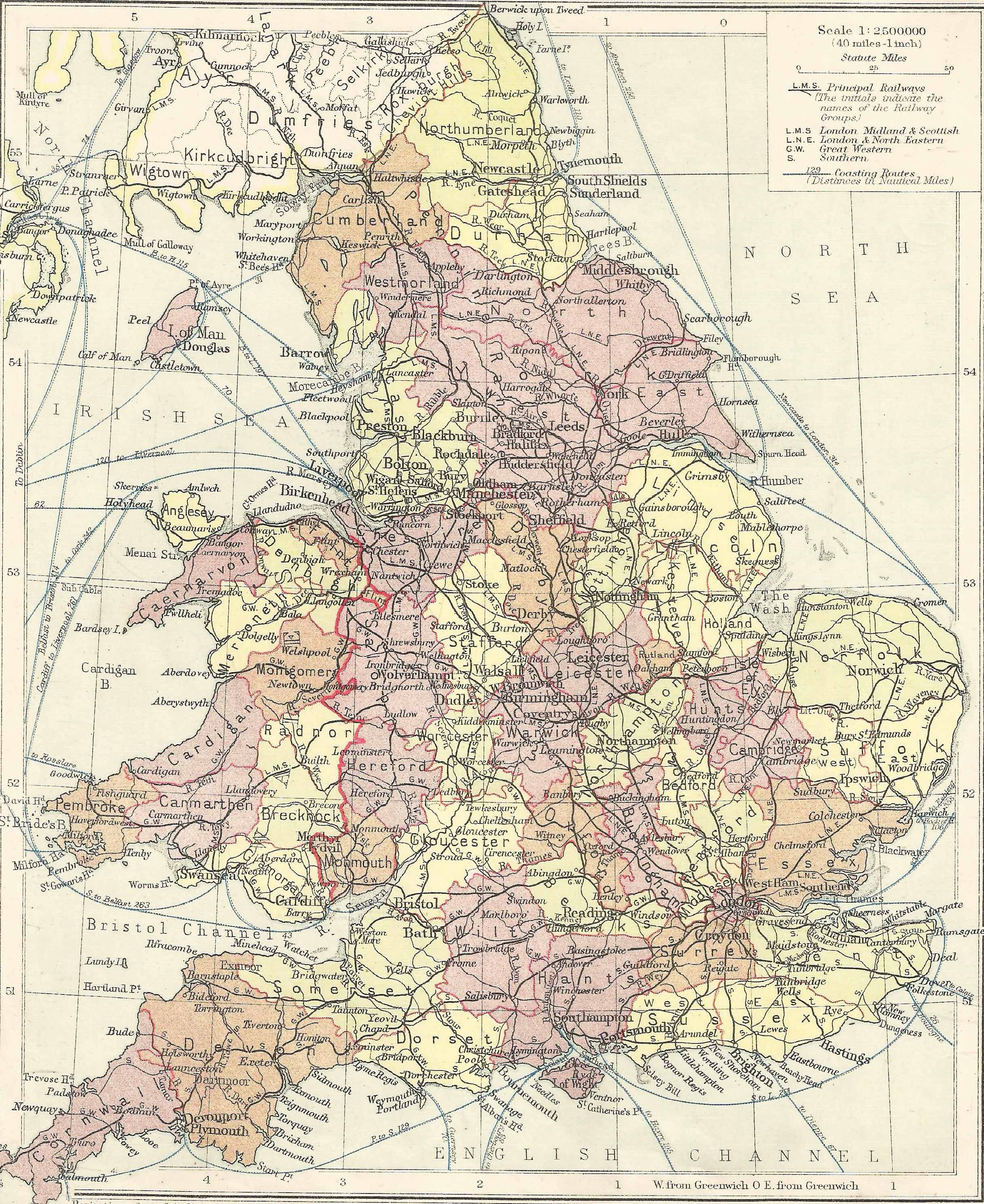 Railway & Communications of England 1930s Vintage Map Train | Etsy
