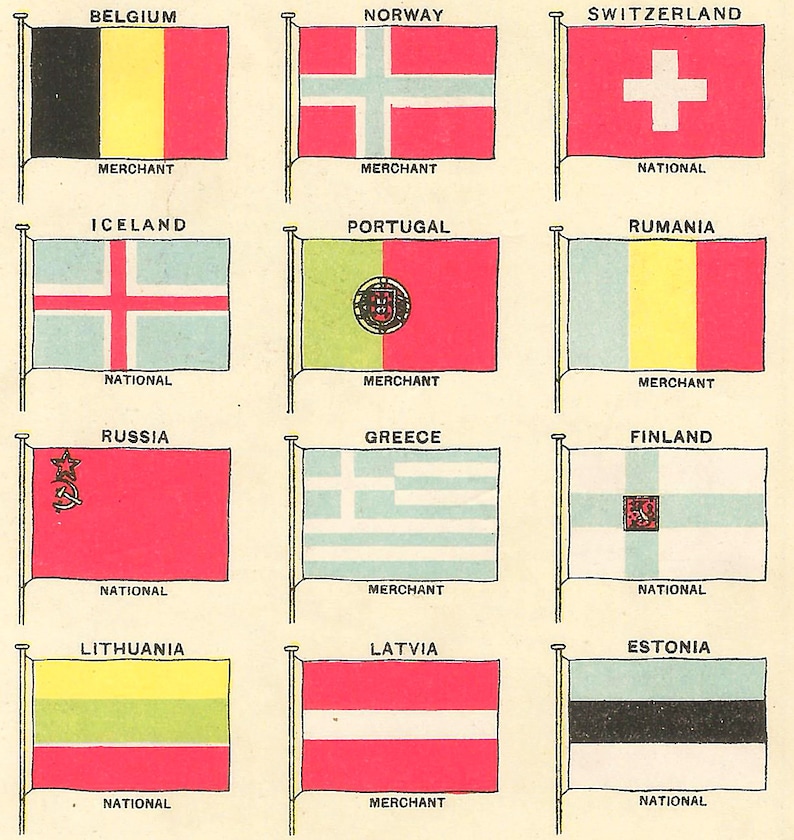 National Flags of the 1930s Wall Art Gift Ideas Home | Etsy