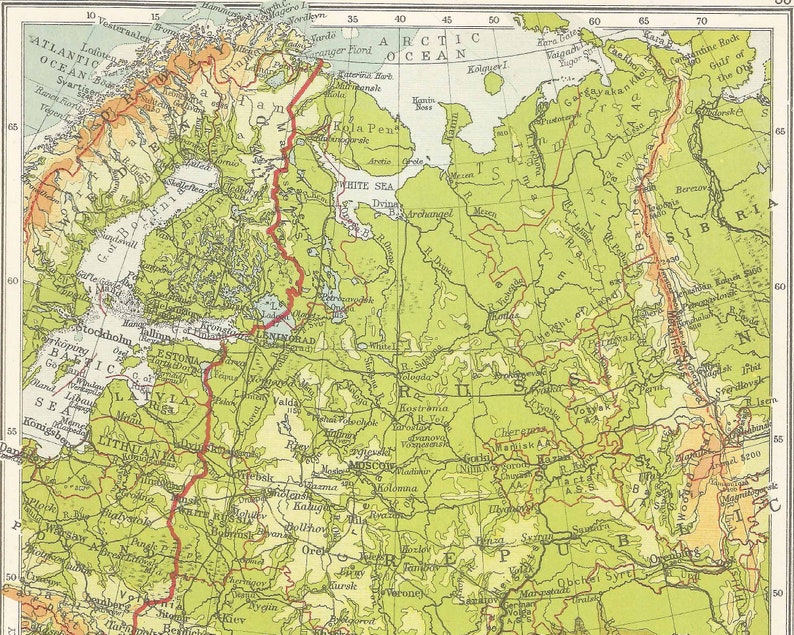 Russia Pre-world War Two Europe Baltic States 1935 Old Maps - Etsy