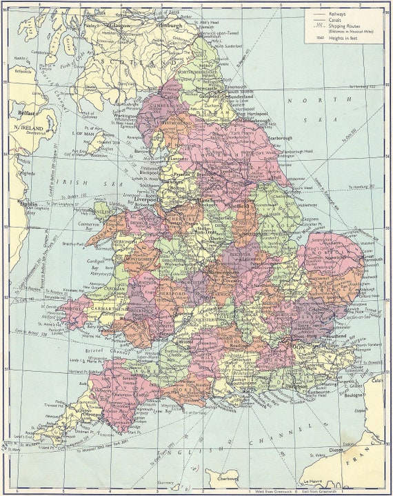 Physical Map Of England