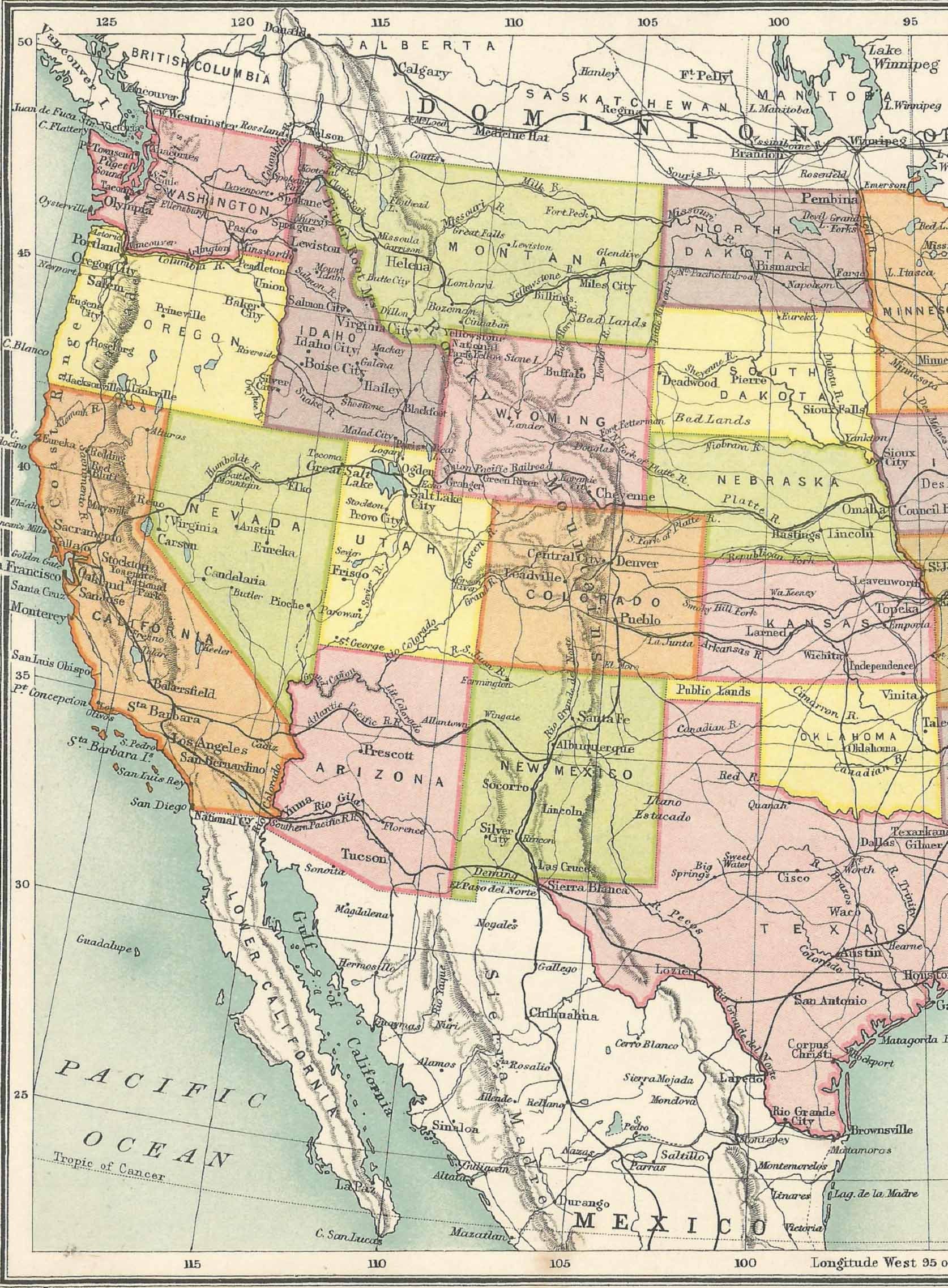 United States Antique Political Map Antique Home Decor Antique Vintage ...