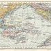Pacific Ocean Map 1940s Vintage Maps Lithograph Prints Home Decor ...