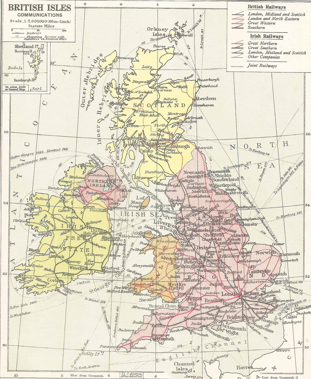 Railway of England 1930s Vintage Map Train Map Home Decor Lithograph ...