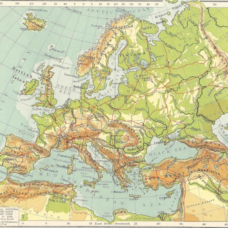 Antique Europe Map - Etsy