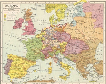 Antique Europe Map | Etsy