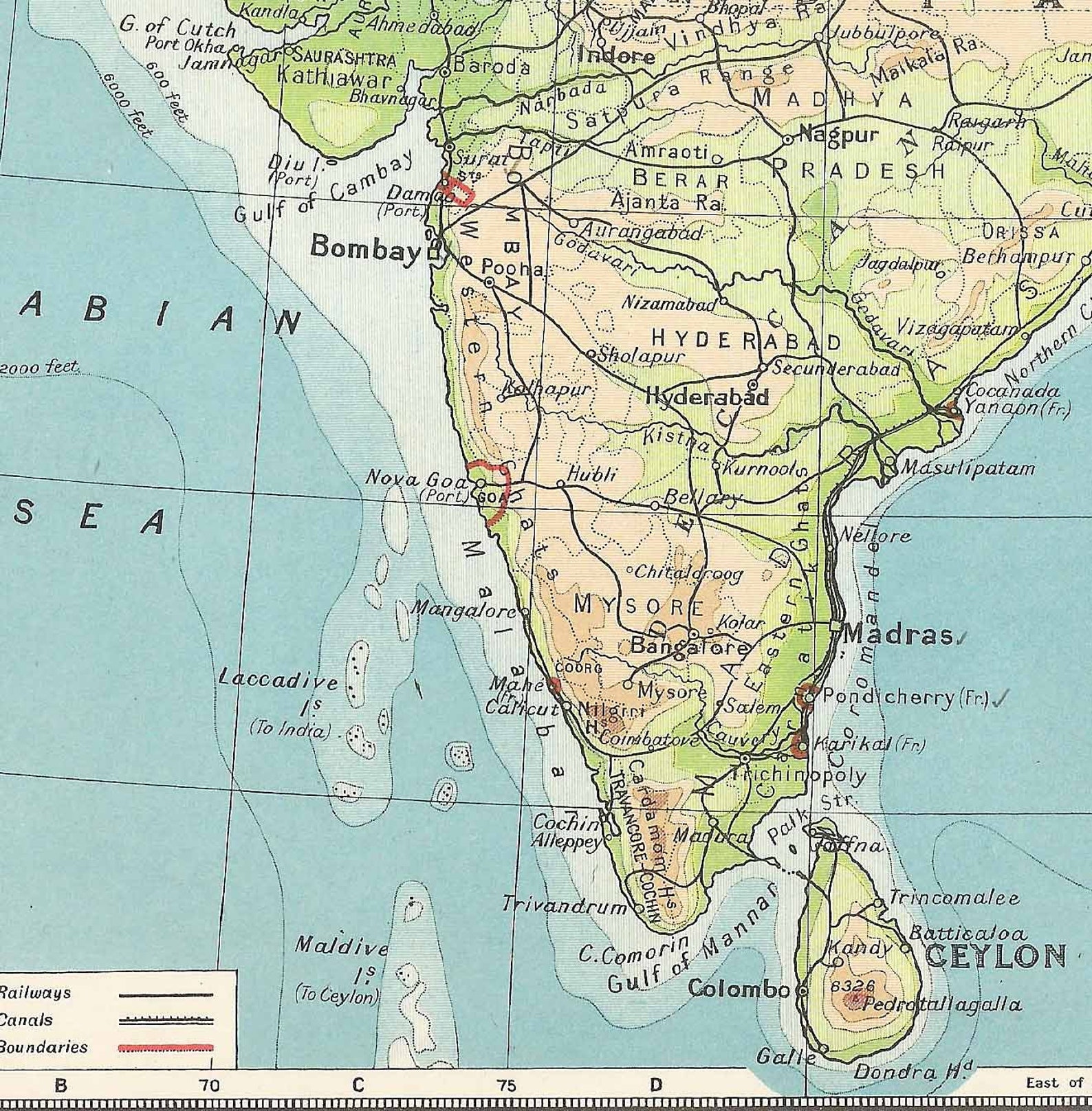 Regions of India 1950s Vintage Map of India, Pakistan, Burma Wall Maps ...
