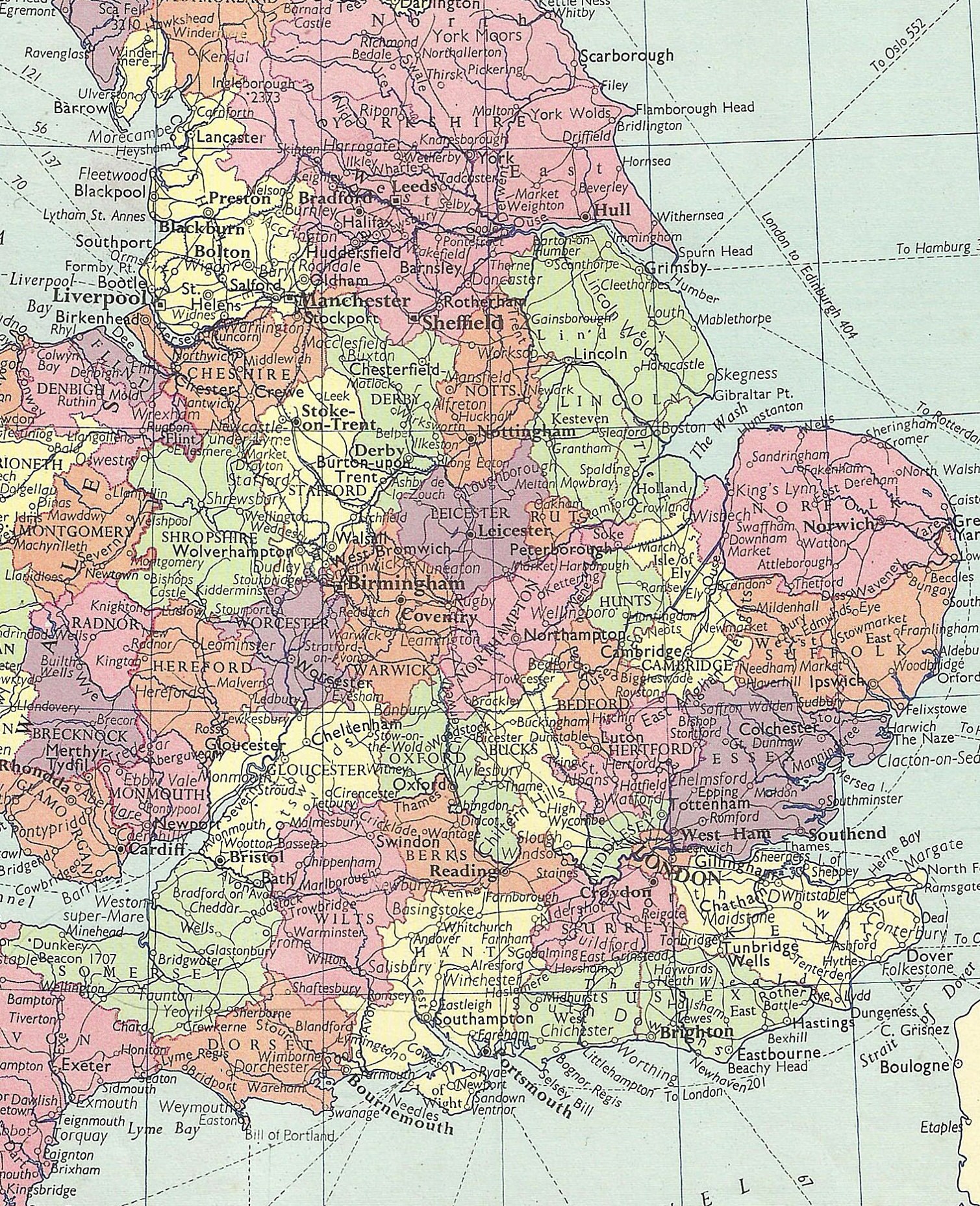 Physical Map of England & Wales 1960s Travel Adventure Maps for Home ...