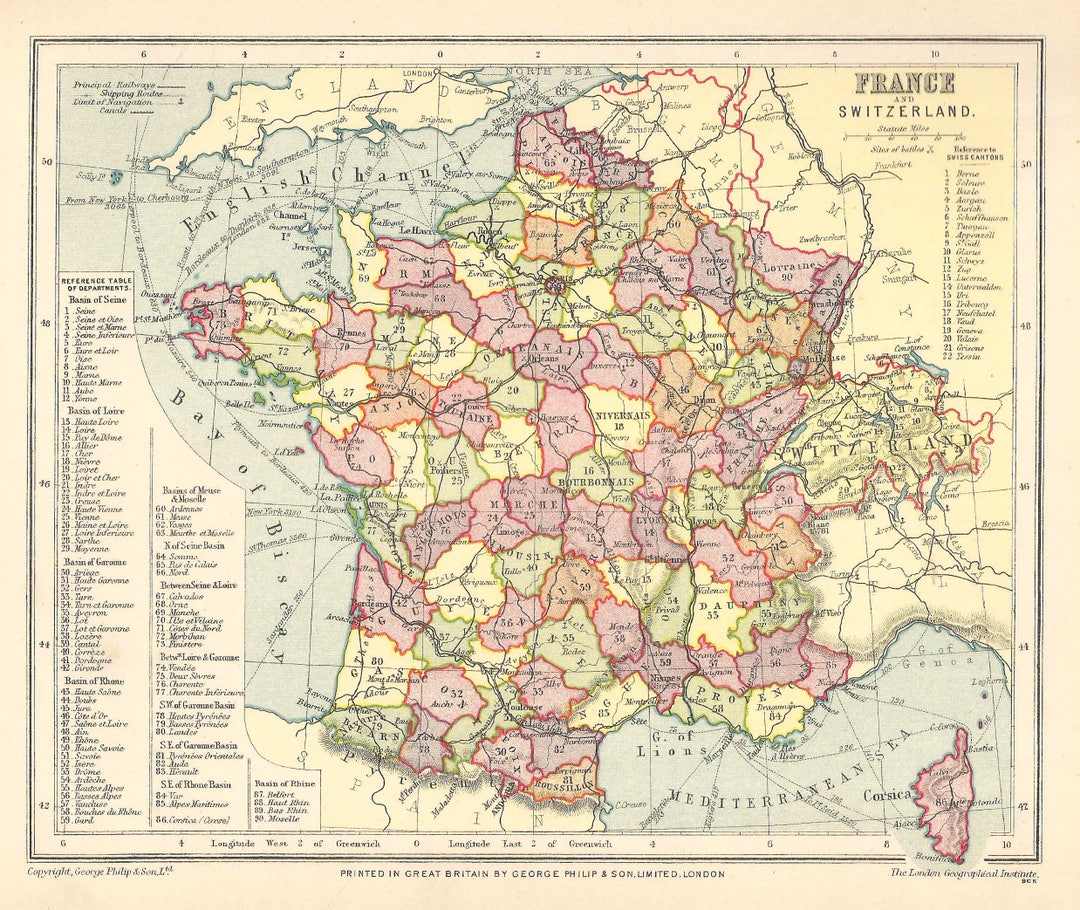 Antique Map of France 1918 Vintage Maps Europe Lithograph Prints Home ...