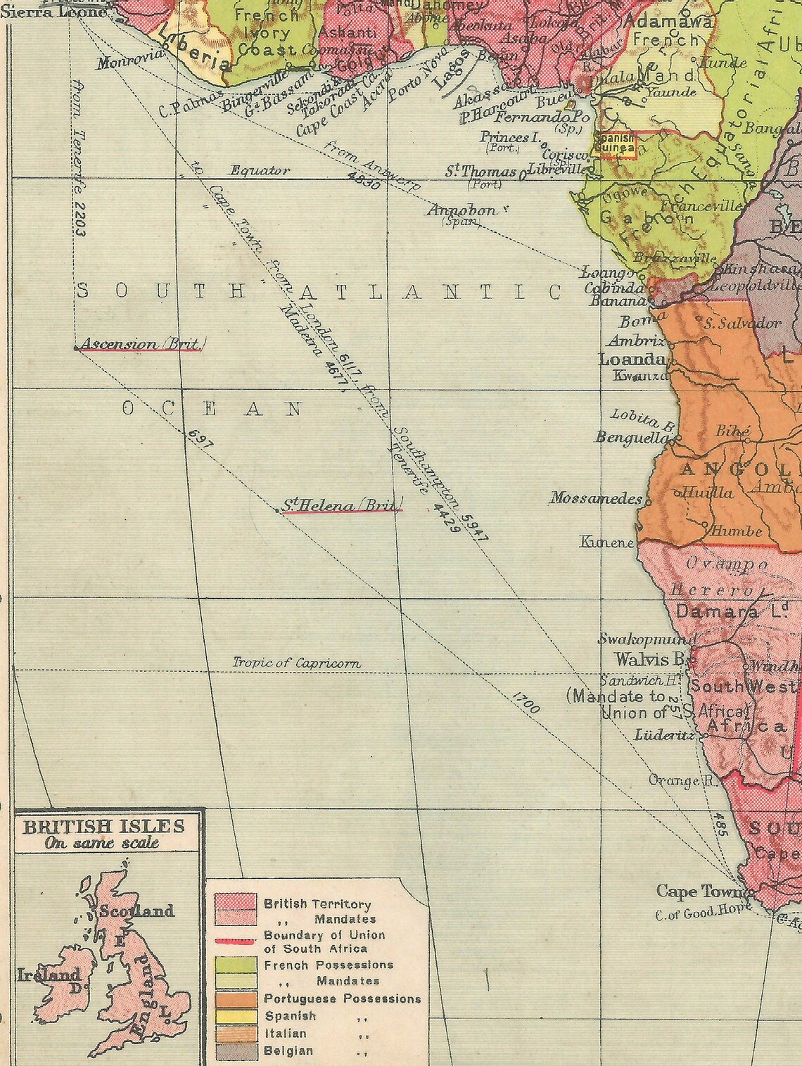 Colonial Africa Political Map 1910 Travel Adventure Maps for | Etsy