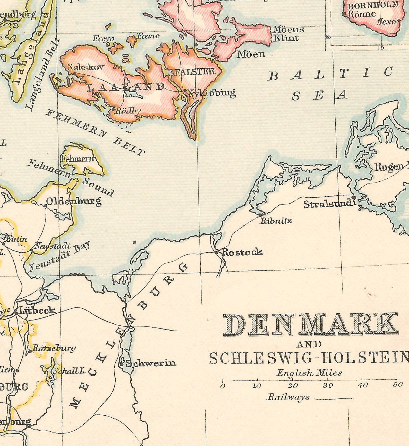 Denmark 1800s Antique Maps Europe Old Maps Home Decor Vintage Prints ...