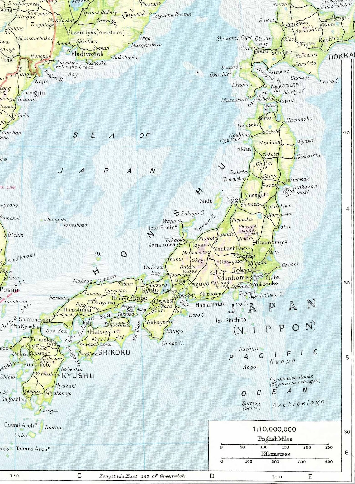 Japan Antique Vintage Map 1960s travel maps for home decor | Etsy