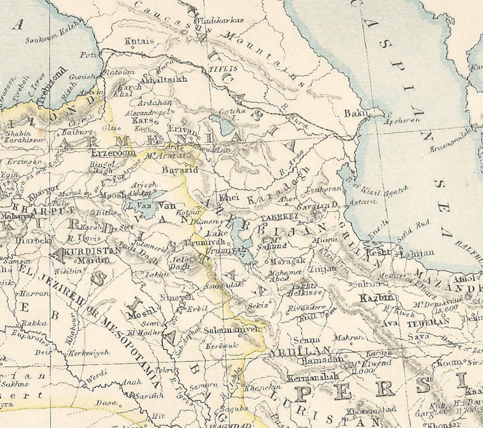Turkey Antique Map 1890 Vintage Maps Lithograph Prints Home - Etsy