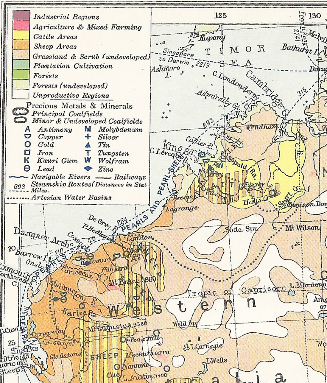 Austraila Industry Map Land Use Chatrt Map 1920s Old Maps Home - Etsy UK